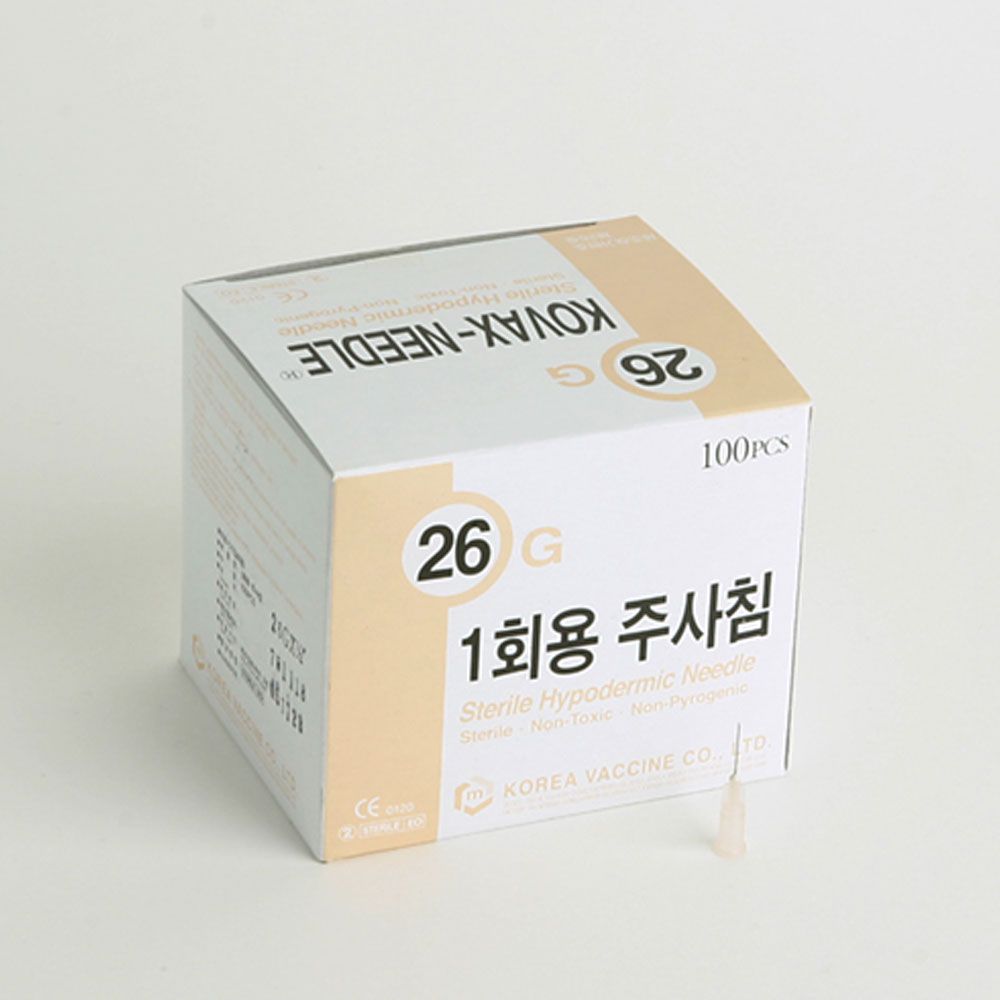 한백 일회용주사침 26G 1-1/2 100개 X5개 의료용 니들 WD8D34B