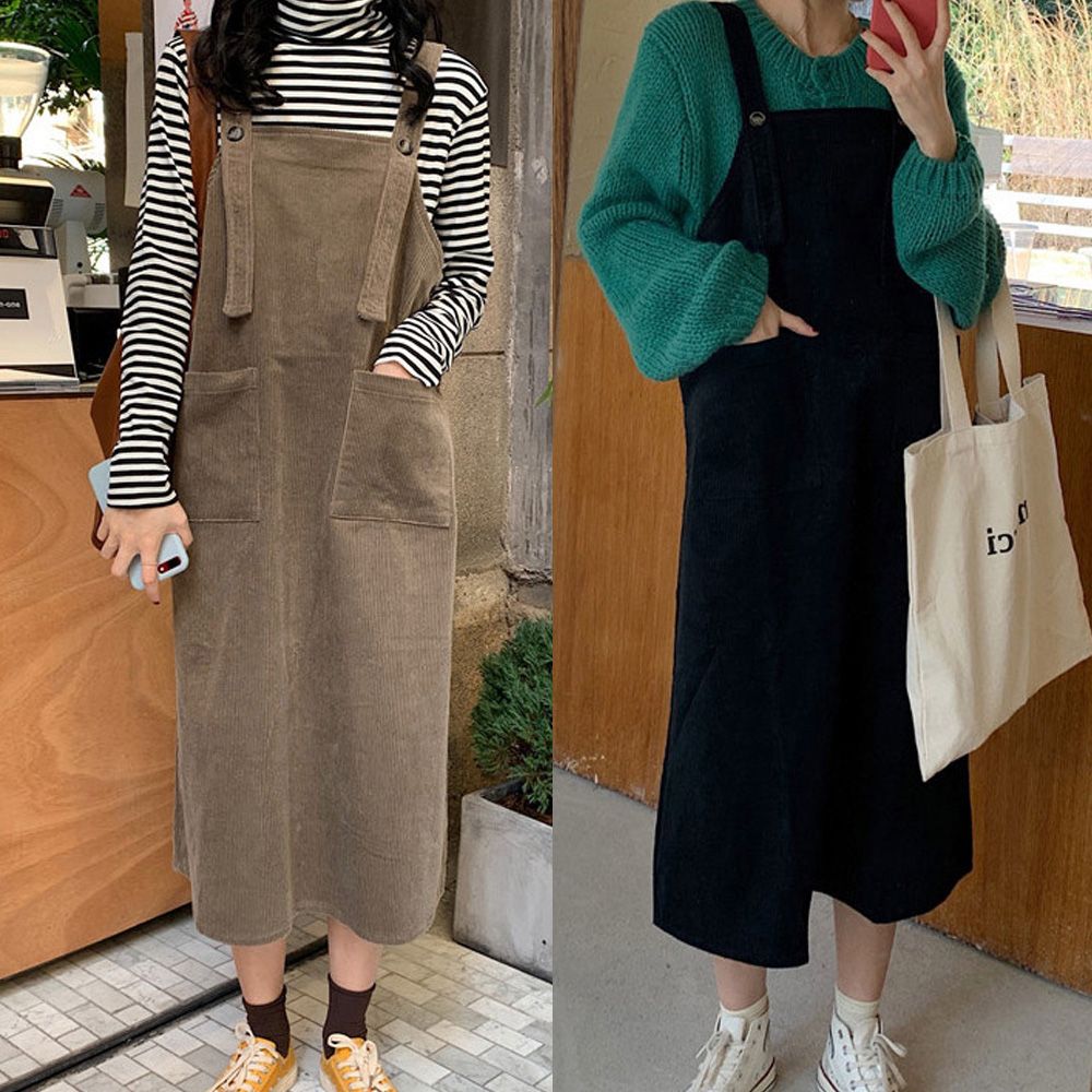 멜빵 골지 데일리 귀여운 패션 여성 원피스 u8u - 마니템